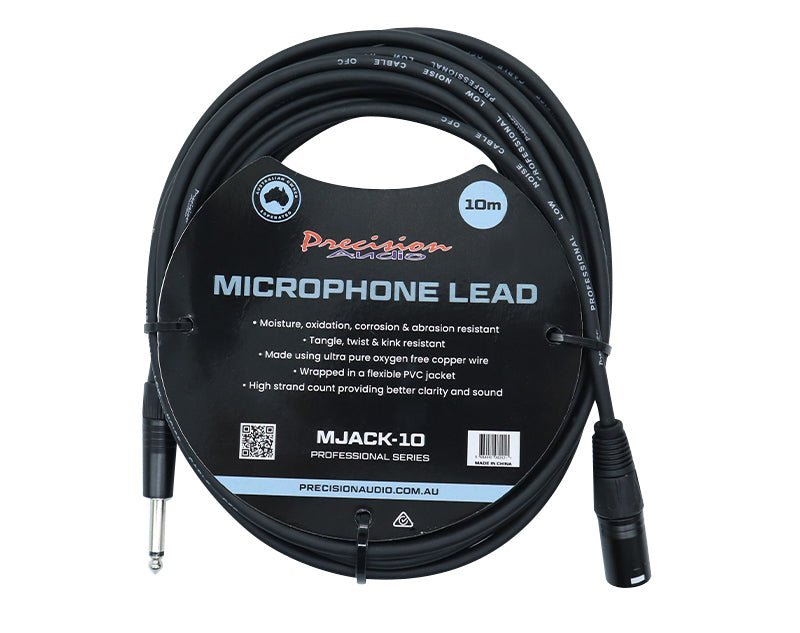 Precision Audio 5 Pack 1/4" to XLR Male Microphone Lead 10m XLRJACK10x