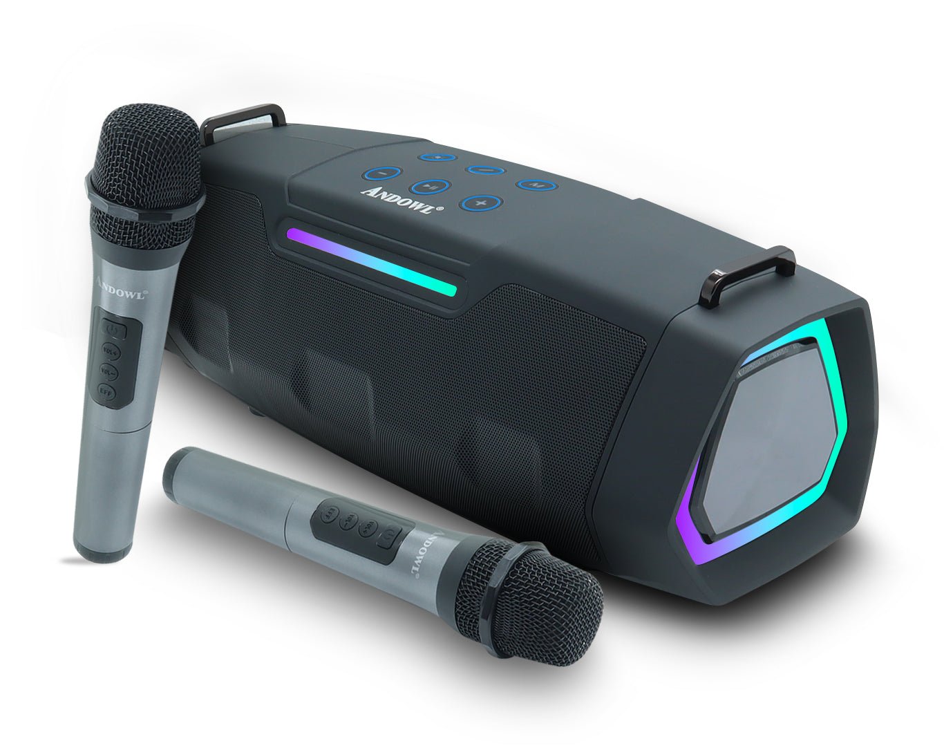 Andowl Portable Bluetooth Karaoke Speaker Dual Wireless Microphones Bl