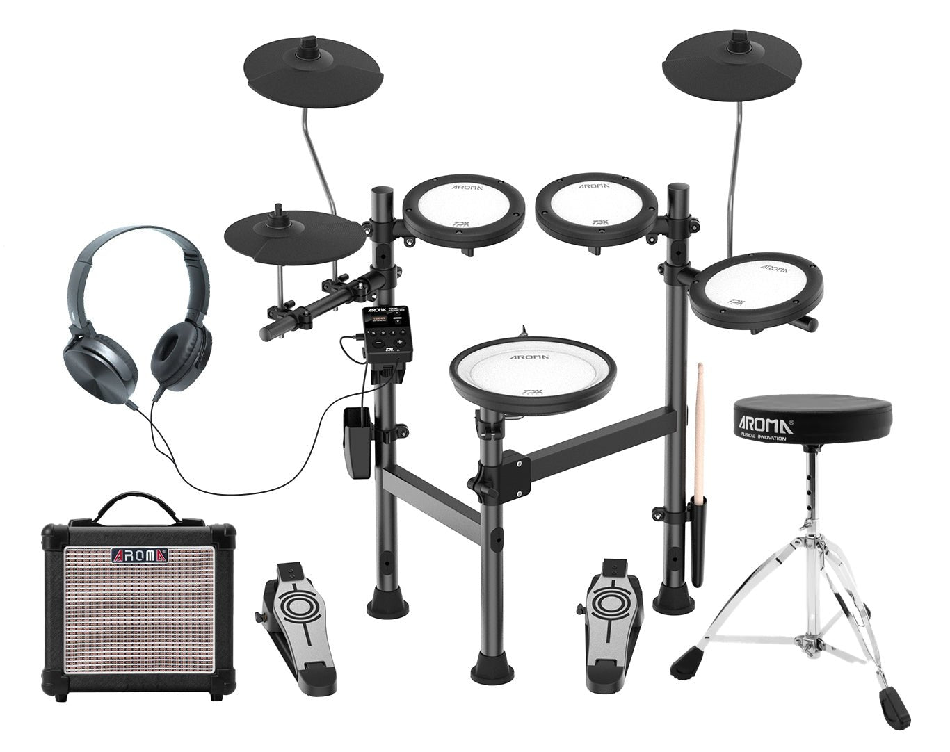 Aroma Portable Electronic Drum Kit with Amplifier Package TDX-N1-PKG